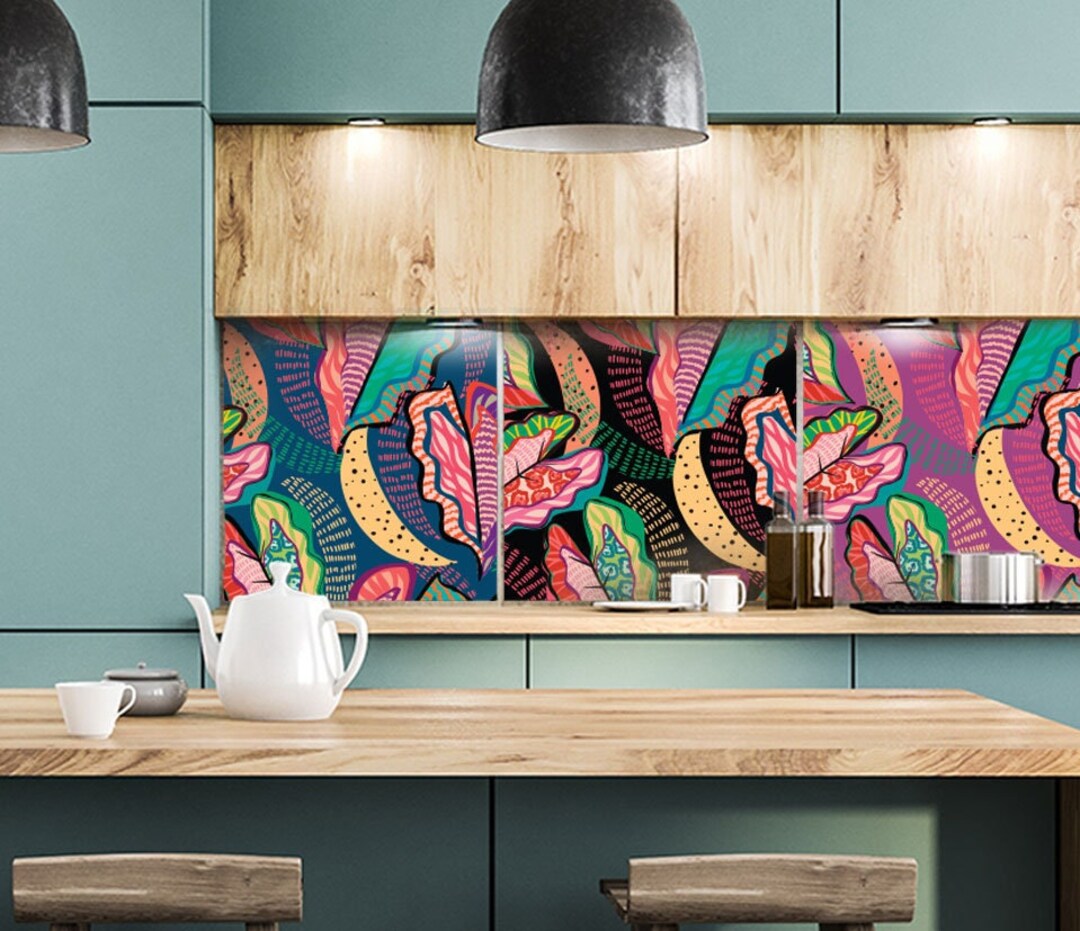 Colorful Flower Tile Sticker, 12 Stickers in Set, Wall and Floor ...