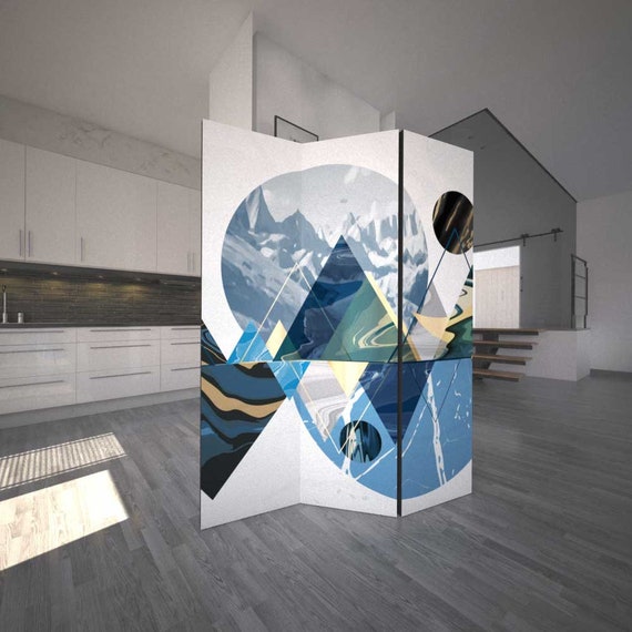 Blue Minimalist Top Room Divider Folding Screen Room Divider - Etsy