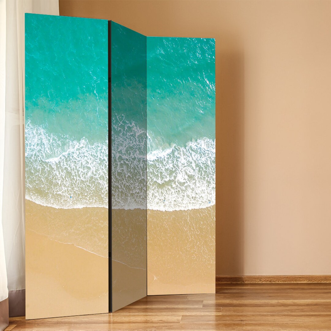 Blue Summer Room Divider, Folding Screen, Room Divider - 3 and 5 Panels ...