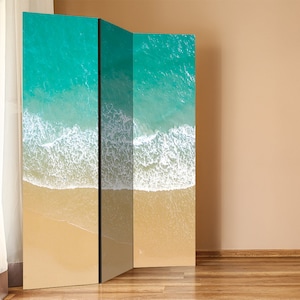 Blue Summer Room Divider, Folding Screen, Room Divider - 3 and 5 Panels ...