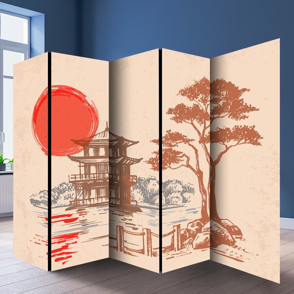 Japanese Charm Room Divider, Folding Screen, Room Divider - 3 and 5 ...