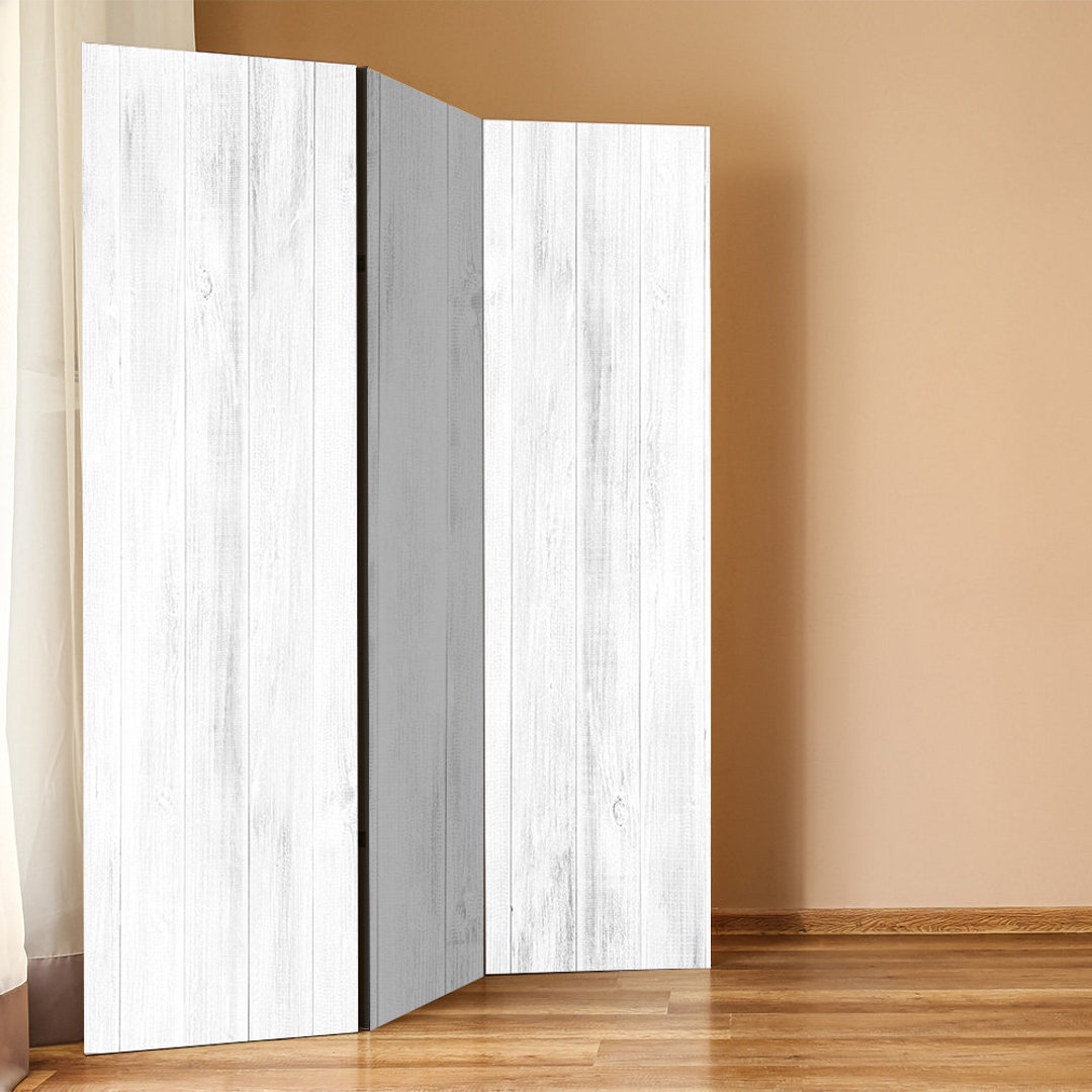 White Wood Room Divider, Folding Screen, Room Divider - 3 and 5 Panels ...