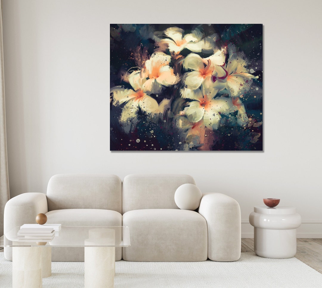 Tropical Frangipani Canvas Wall Art, Canvas Print Home Deco, Framed ...