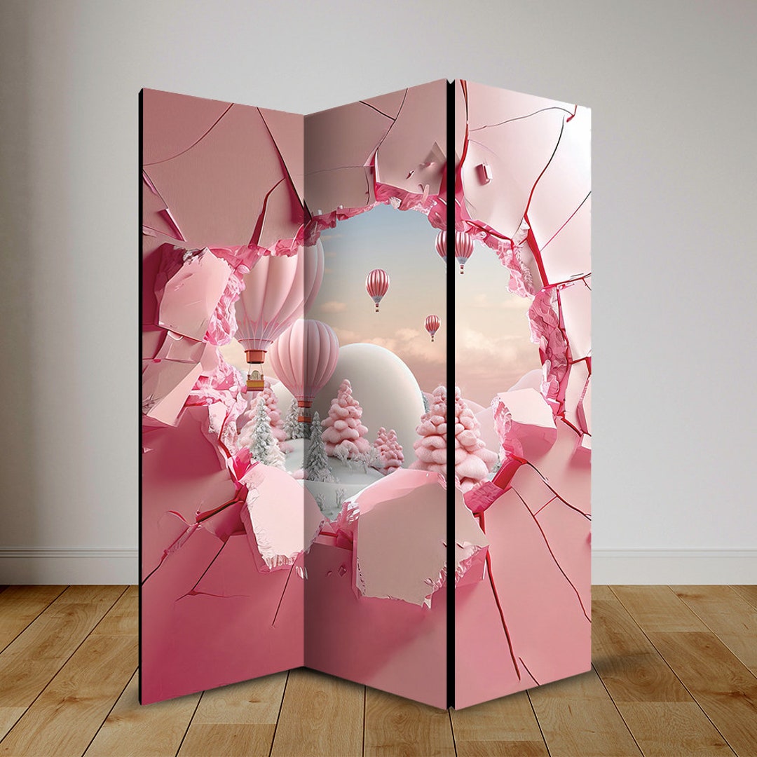 Pink Dream Room Divider, Folding Screen, Room Divider - 3 and 5 Panels ...