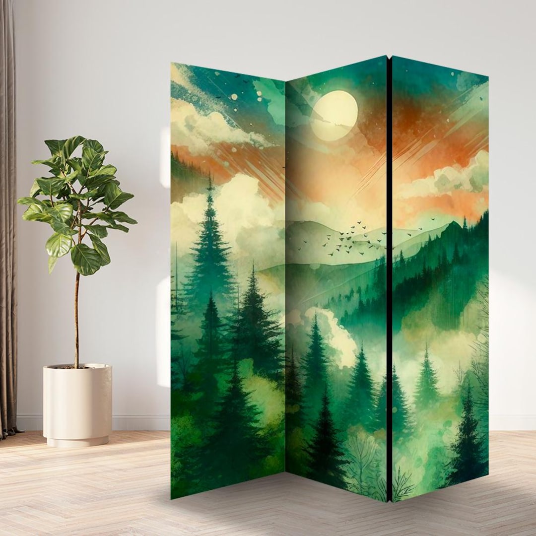 Peaceful Forest Room Divider, Folding Screen, Room Divider - 3 and 5 ...
