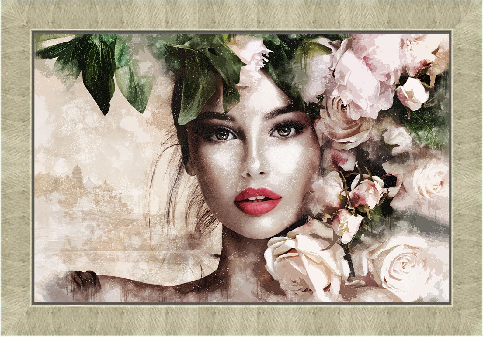 Beauty Woman Canvas Painting Print, Woman Portrait, Woman Canvas Wall ...