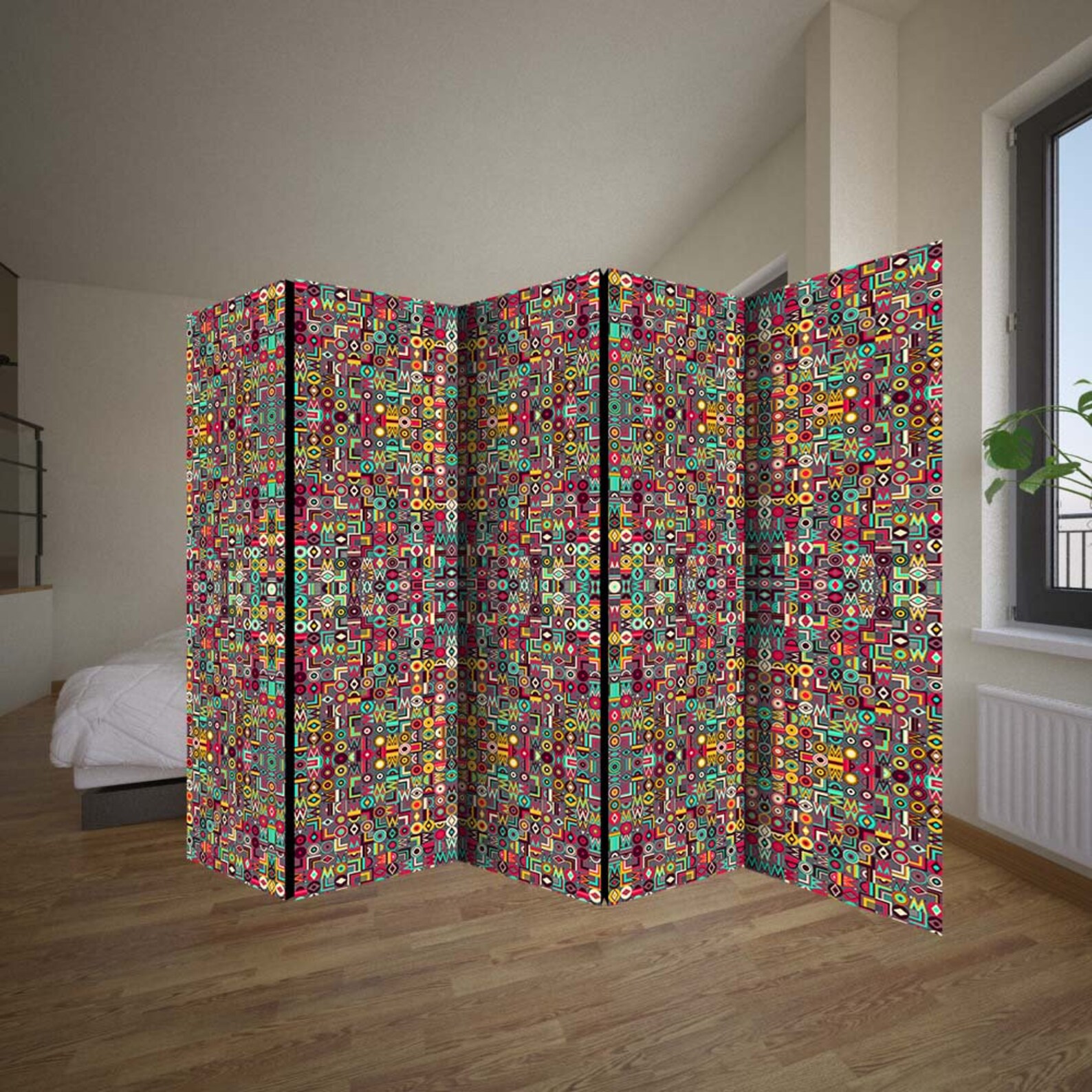 Colorful Motiv Room Divider, Folding Screen, Room Divider - 3 and 5 ...