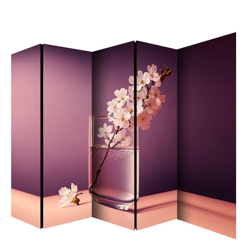 Vase of Flowers Room Divider, Folding Screen, Room Divider - 3 and 5 ...