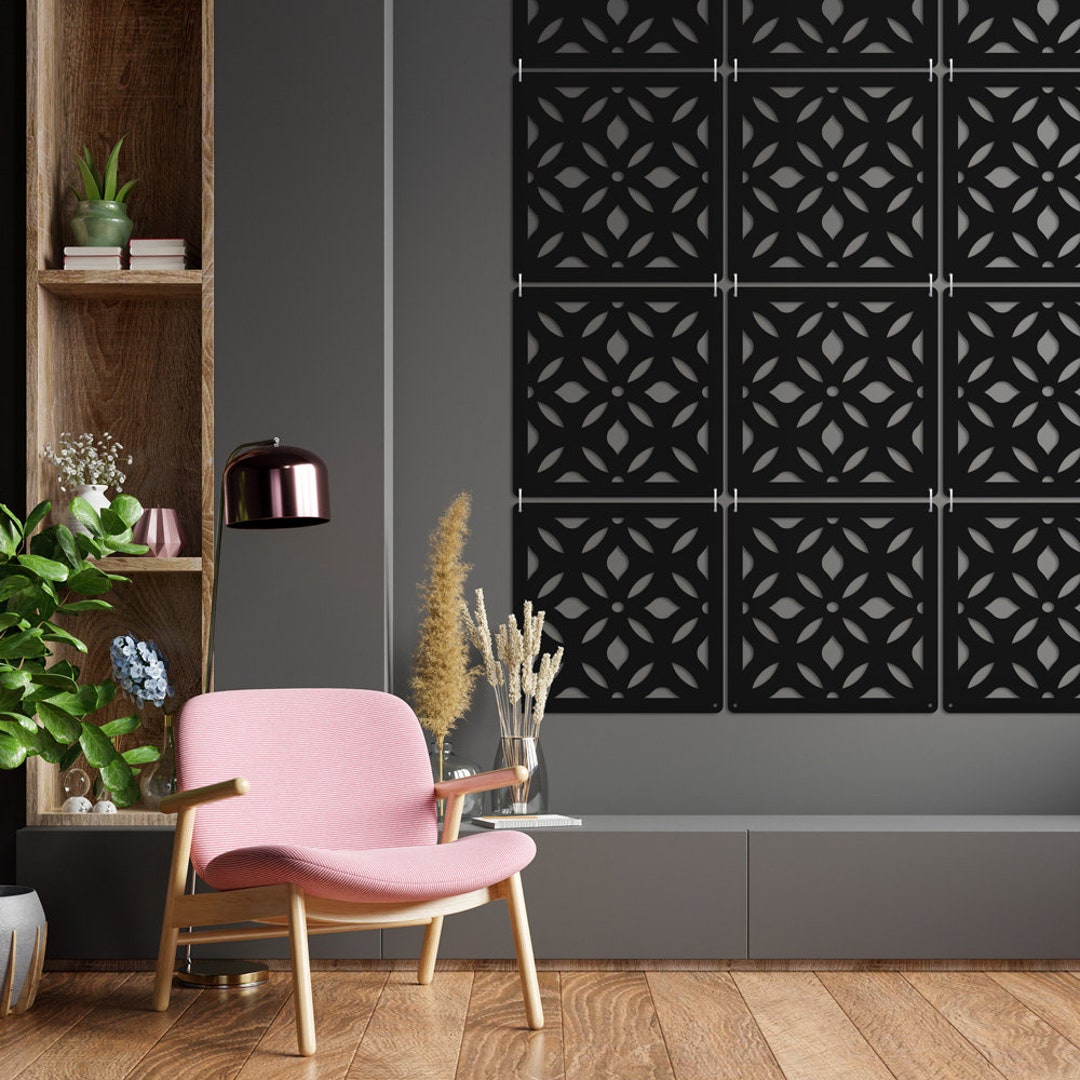 Mosaic Interior Room Partition - Hanging Wall Panels - White Black and ...