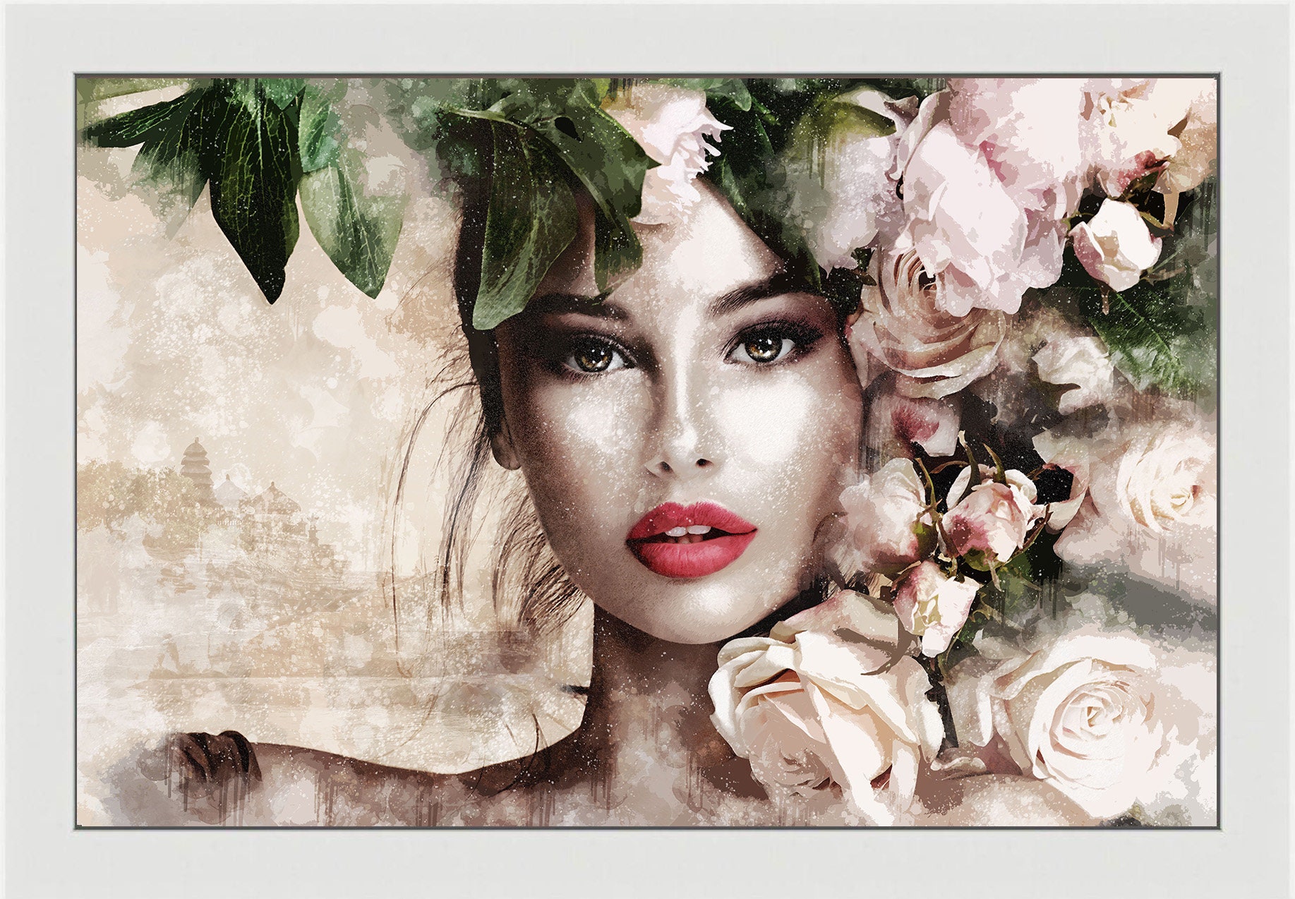 Beauty Woman Canvas Painting Print, Woman Portrait, Woman Canvas Wall ...