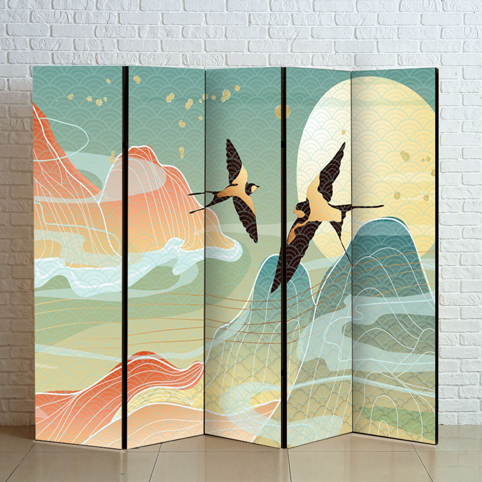 Minimalist Bird Art Room Divider Folding Screen Room Divider - Etsy