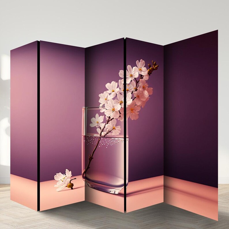 Vase of Flowers Room Divider, Folding Screen, Room Divider - 3 and 5 ...