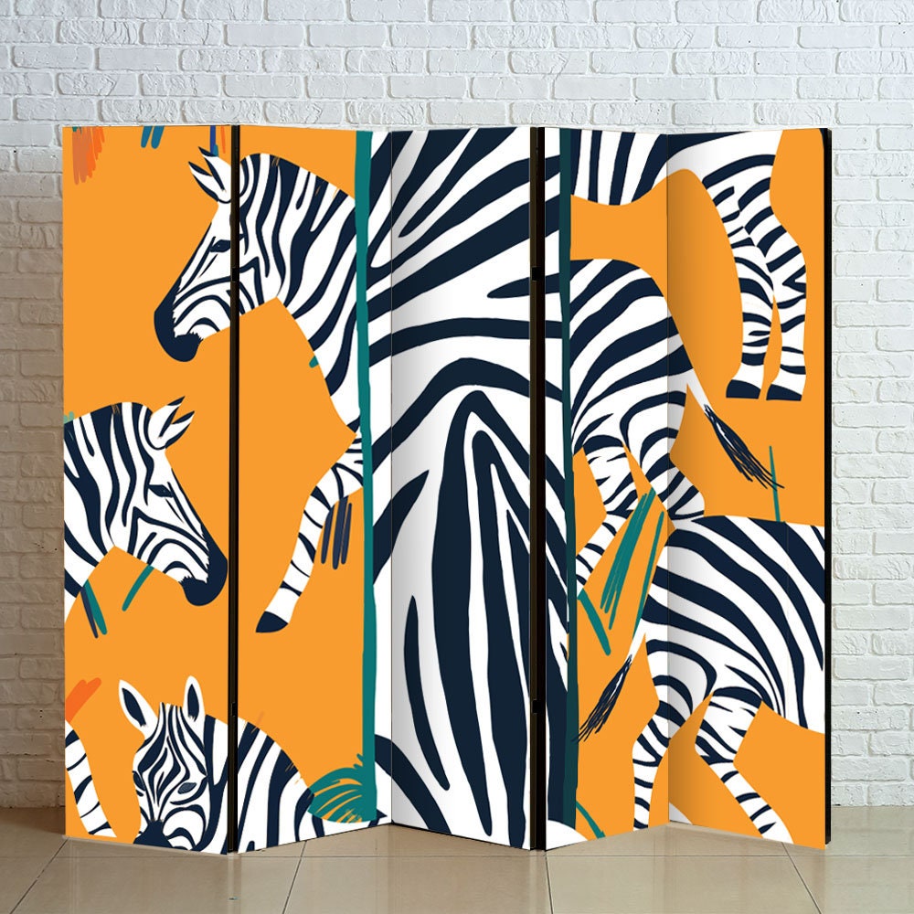 Modern Zebra Art Room Divider, Folding Screen, Room Divider - 3 and 5 ...