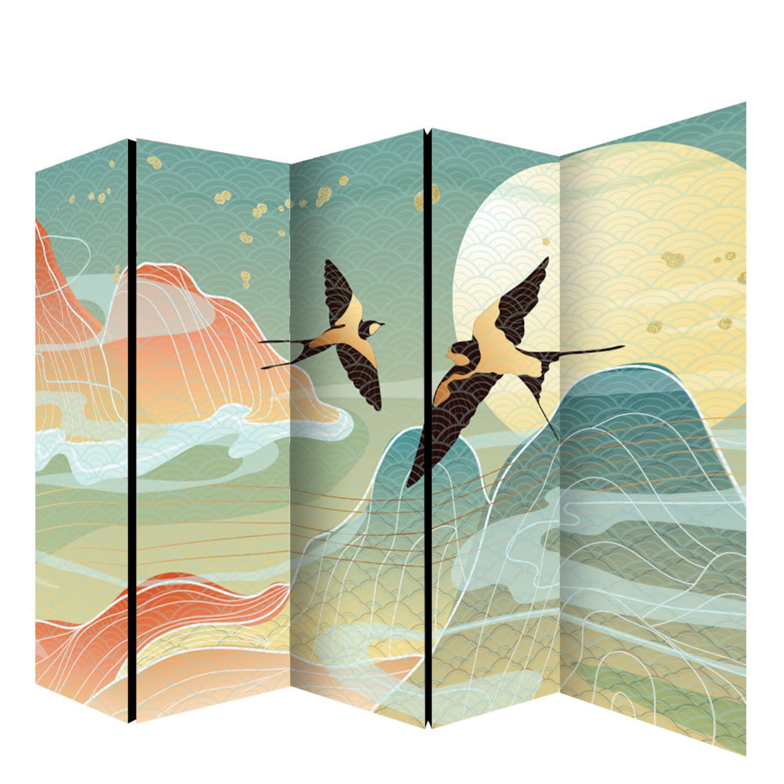 Minimalist Bird Art Room Divider Folding Screen Room Divider - Etsy