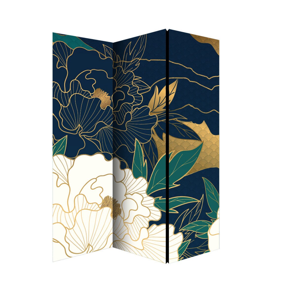 Gold Modern Flower Room Divider, Folding Screen, Room Divider - 3 and 5 ...