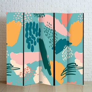 Colorful Boho Art Room Divider, Folding Screen, Room Divider - 3 and 5 ...