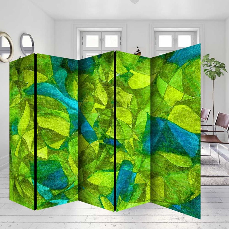 Abstract Green Room Divider, Folding Screen, Room Divider - 3 and 5 ...