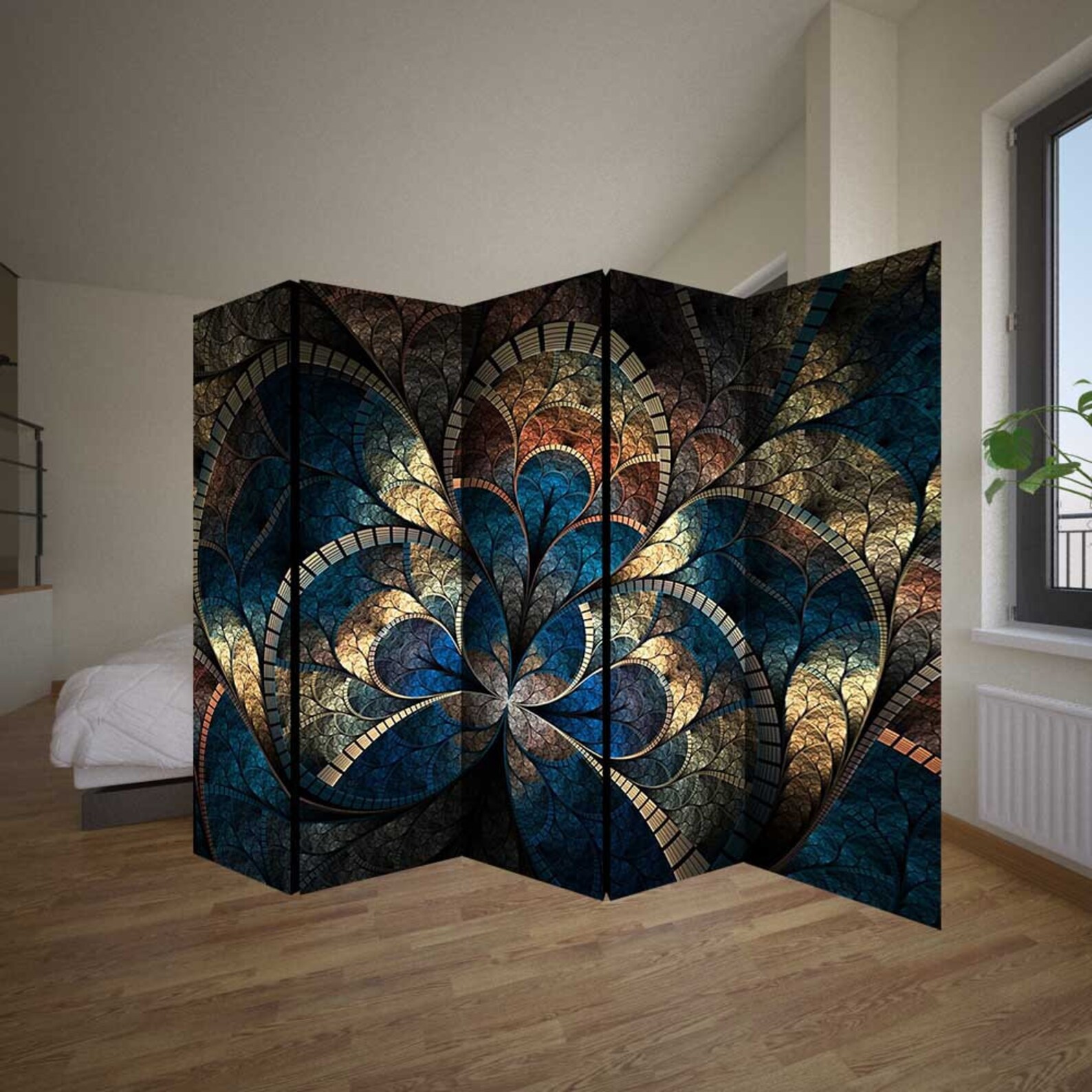 Abstract Mosaic Room Divider, Folding Screen, Room Divider - 3 and 5 ...