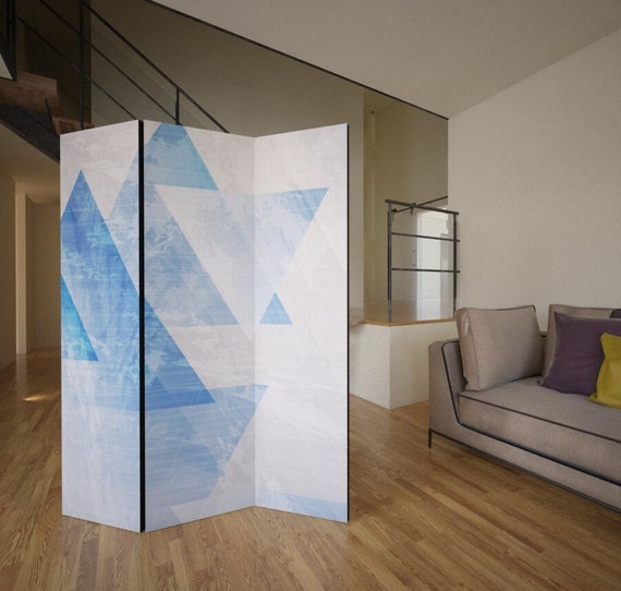 Watercolor Blue Room Divider Folding Screen Room Divider 3 | Etsy