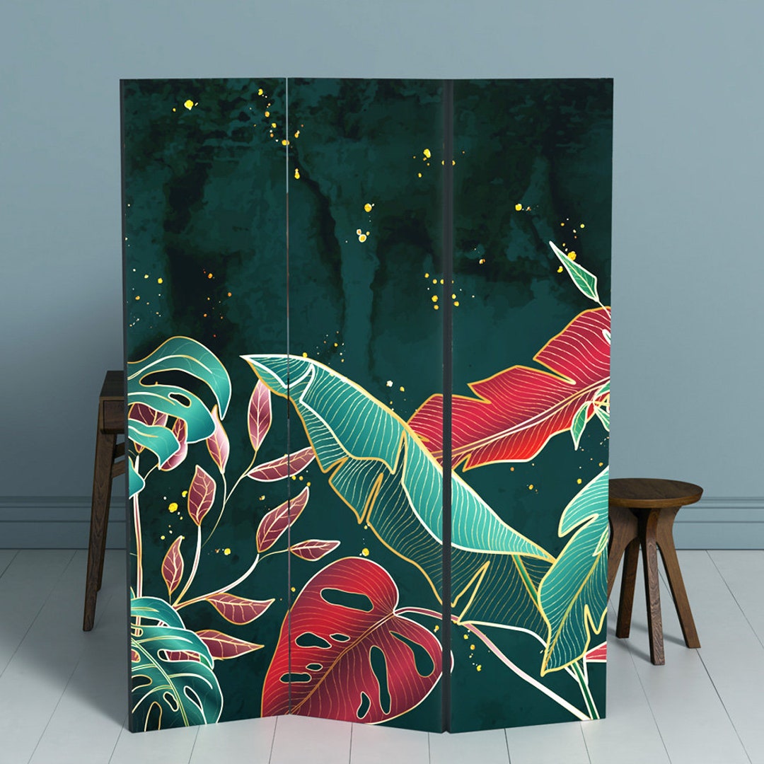 Tropical Plants Room Divider, Folding Screen, Room Divider - 3 and 5 ...