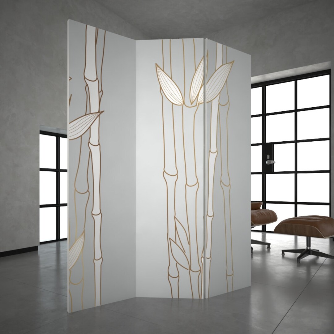 Gold Bamboo Room Divider, Folding Screen, Room Divider - 3 and 5 Panels ...