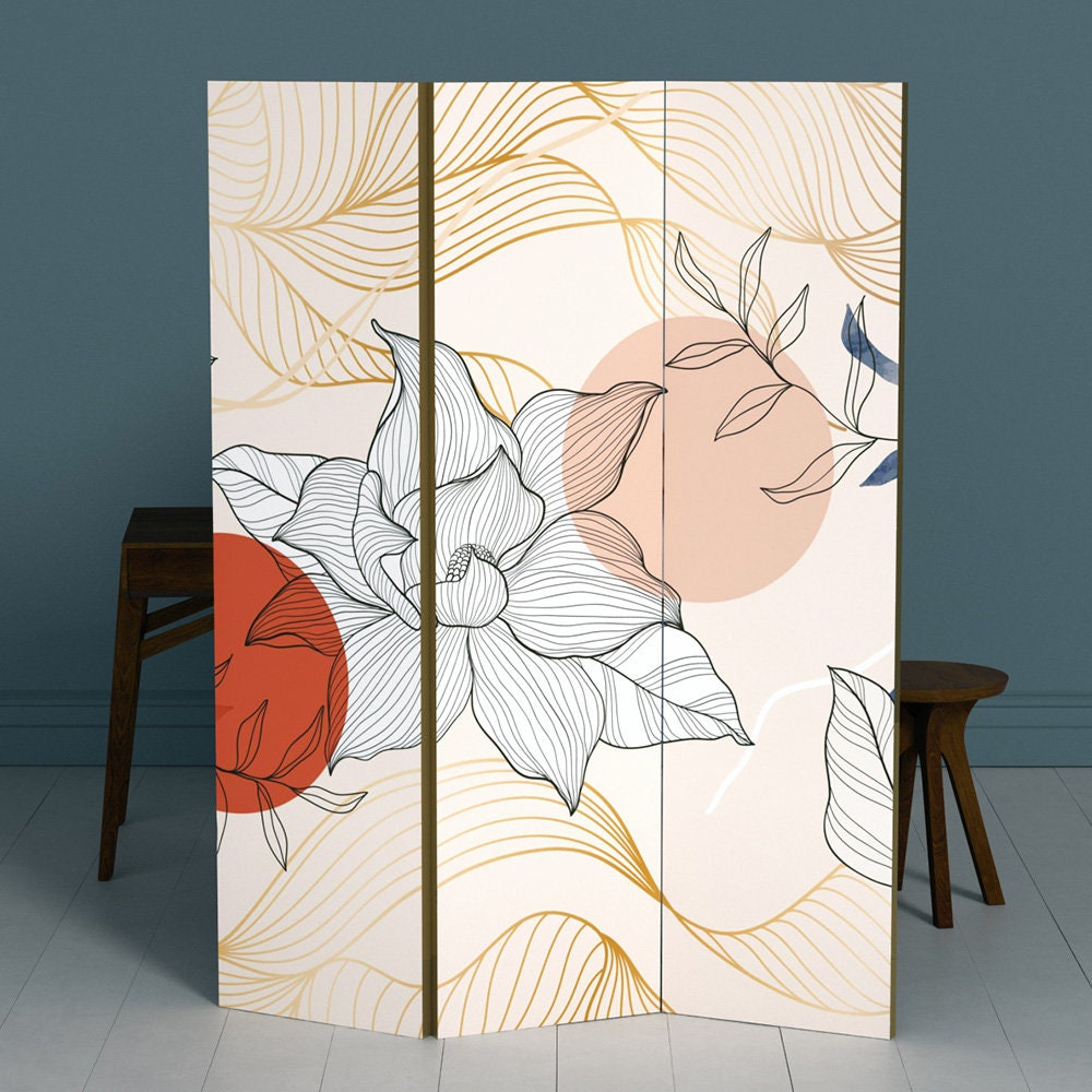 Minimalist Flower Room Divider Folding Screen Room Divider - Etsy