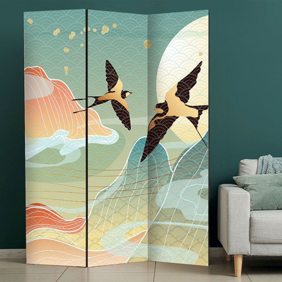 Minimalist Bird Art Room Divider, Folding Screen, Room Divider - 3 and ...