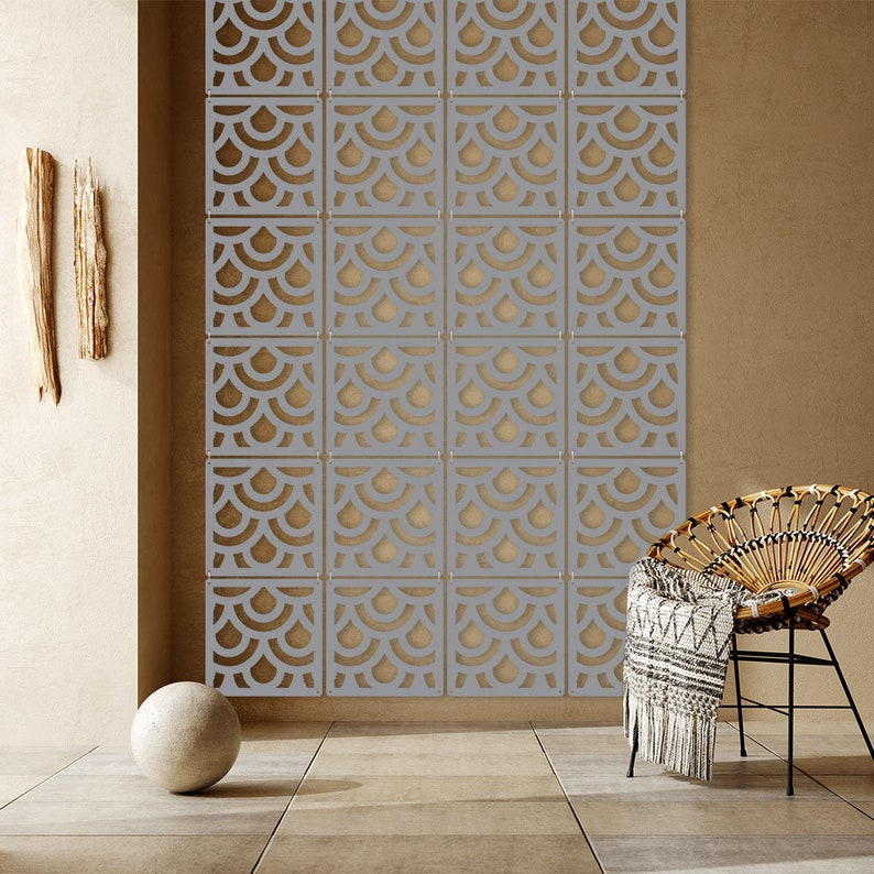 Waves Hanging Room Divider Panels - Interior Living Room Decor - White ...