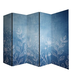 Blue Flower Room Divider, Folding Screen, Room Divider - 3 and 5 Panels ...