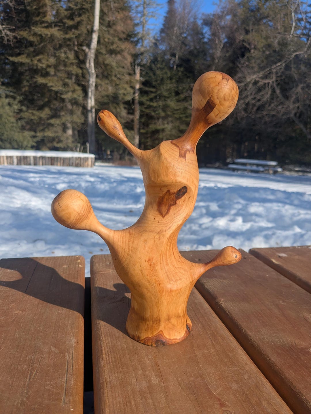 Hand Carved Apple Wood Art "push and Pull" - Twisted Nature Woodworking ...
