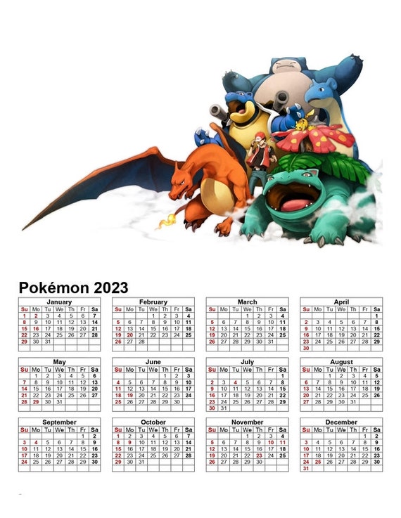 Pokemon Printable Calendar 2023 Pokémon Gadget in Digital - Etsy