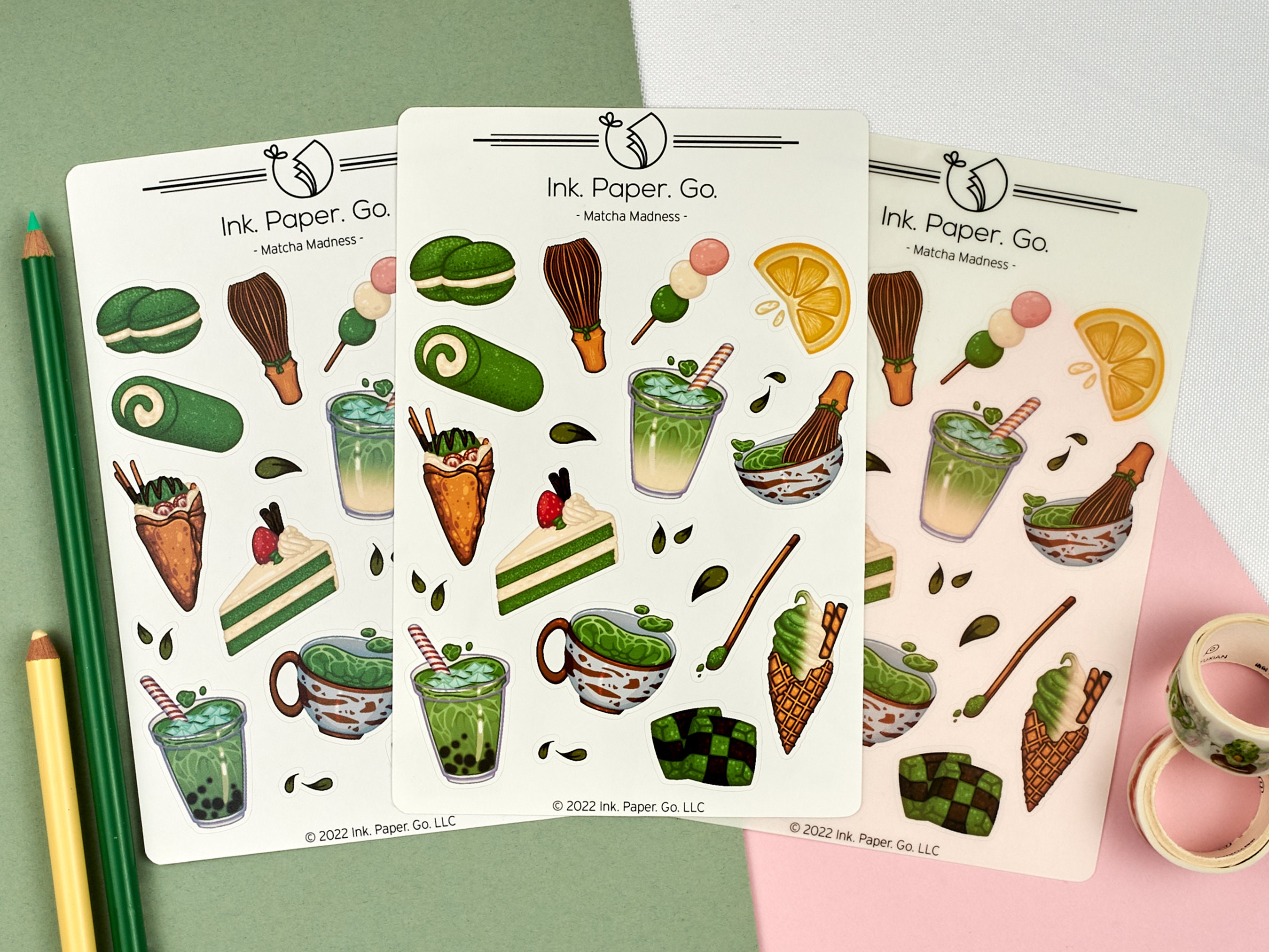 Matcha Madness Kiss Cut Sticker Sheet Cute Matcha Sticker - Etsy