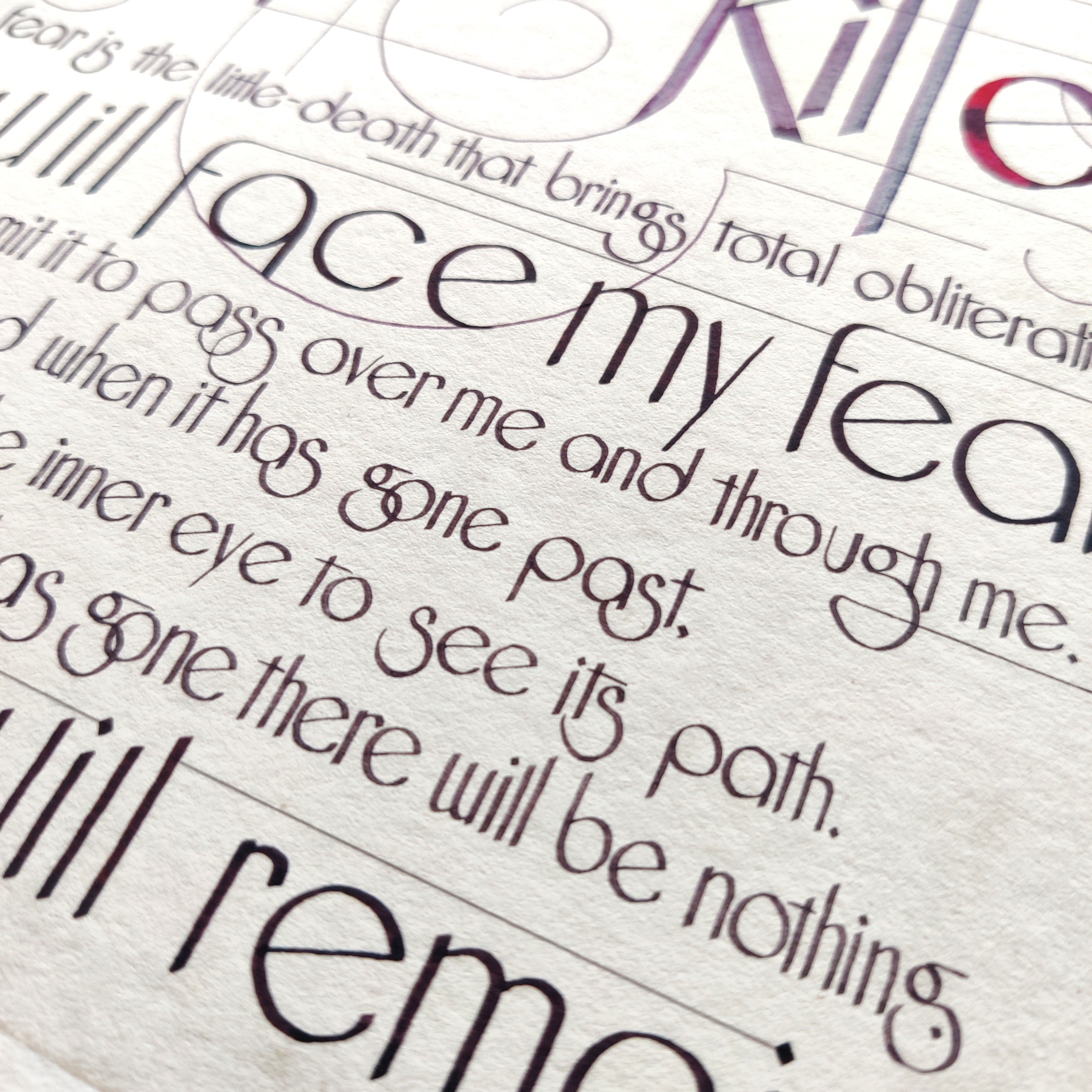 Dune Litany Against Fear Quote Fear is the Mind-killer Inspired A4/A3 ...