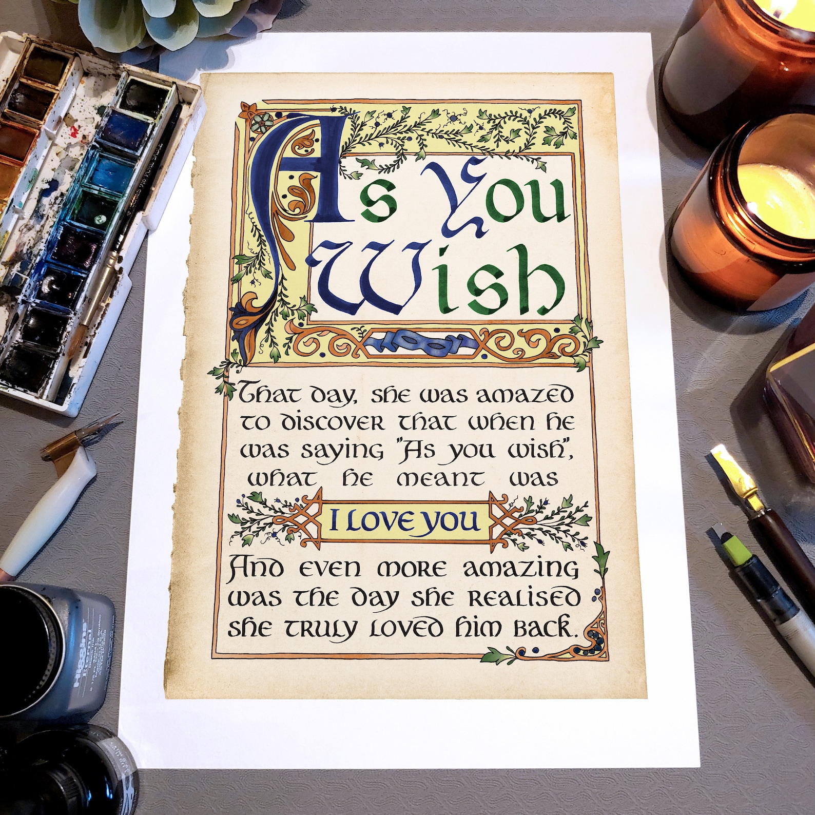 The Princess Bride as You Wish Quote Calligraphy Art Print - Etsy