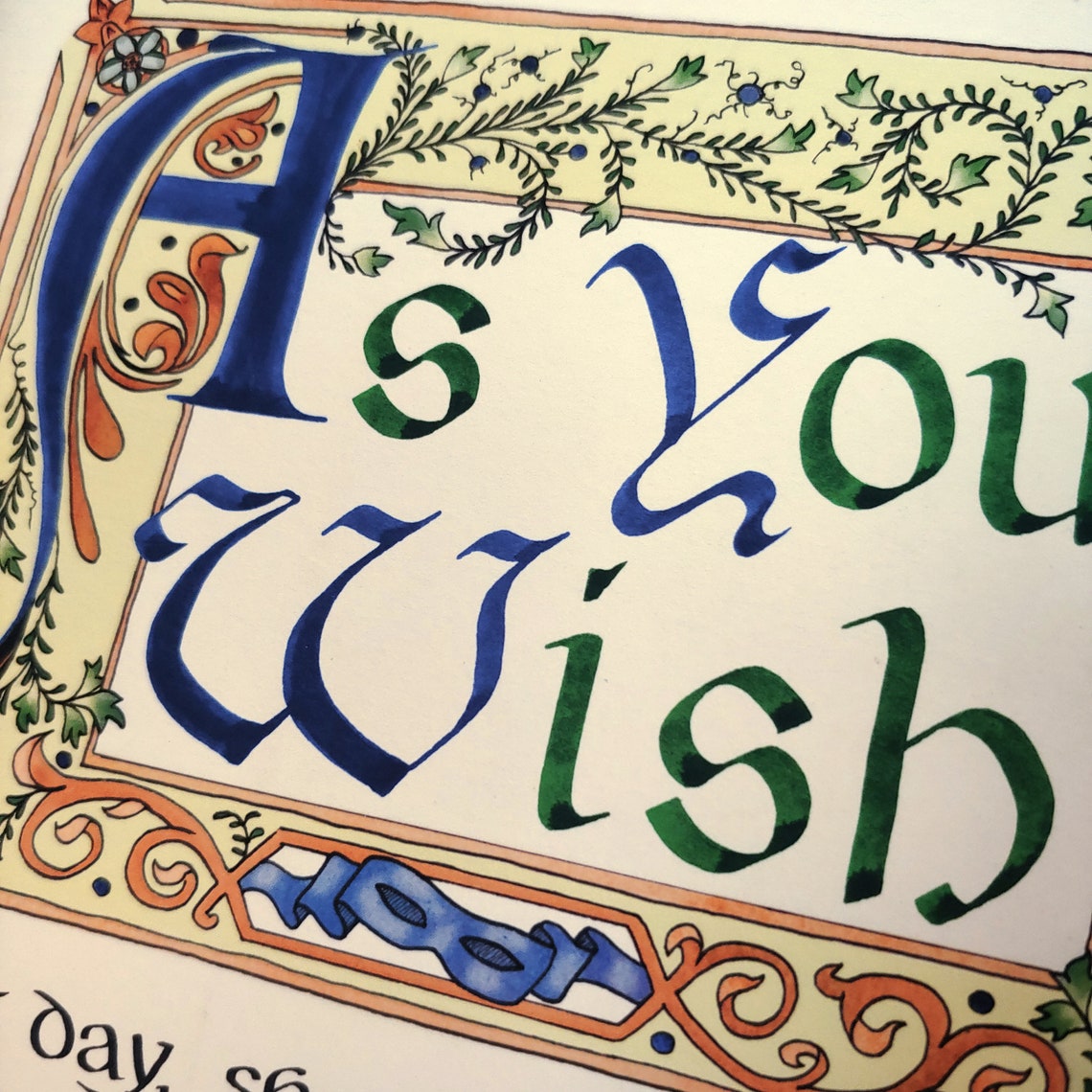 The Princess Bride as You Wish Quote Calligraphy Art Print - Etsy