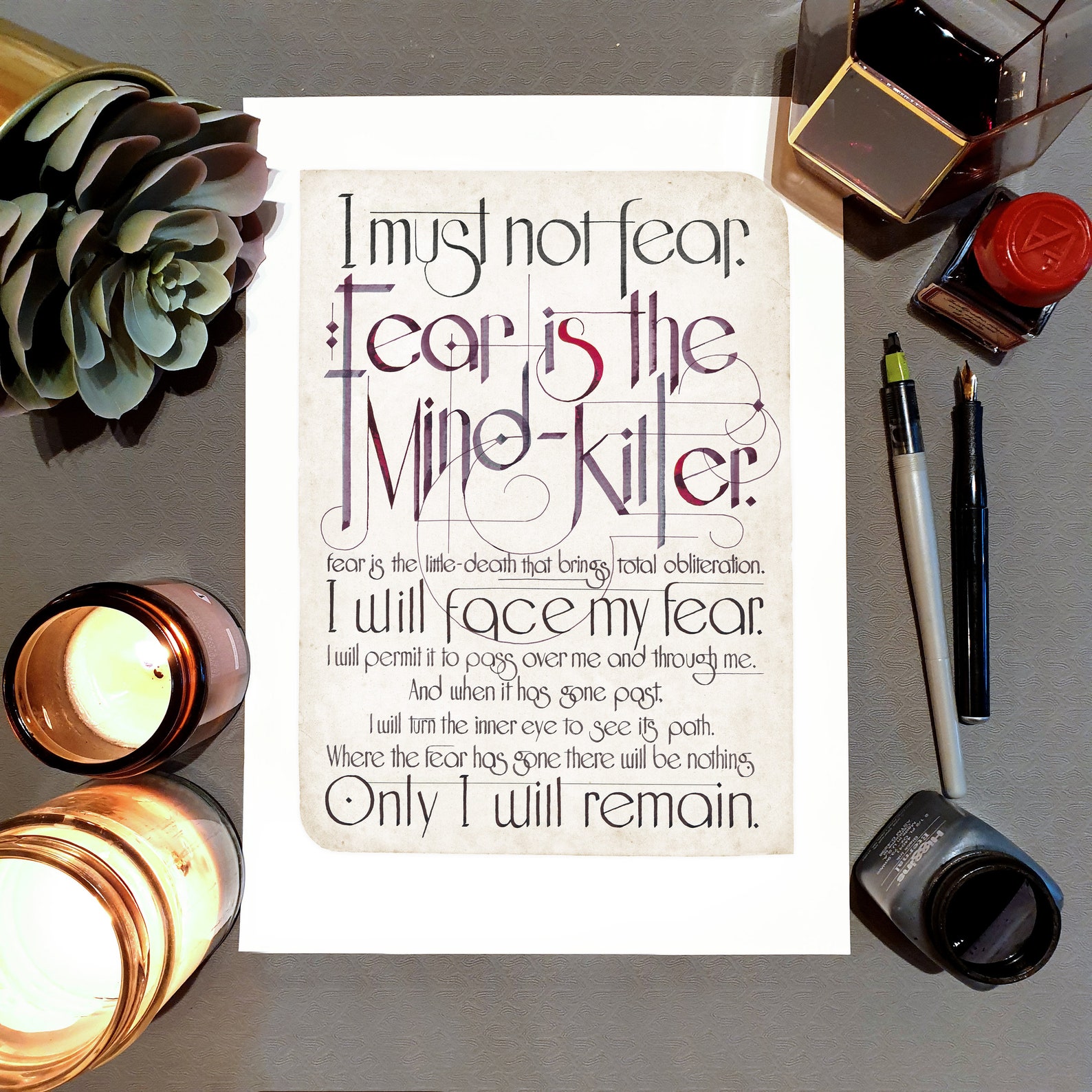 Dune Litany Against Fear Quote Fear is the Mind-killer Inspired A4/A3 ...