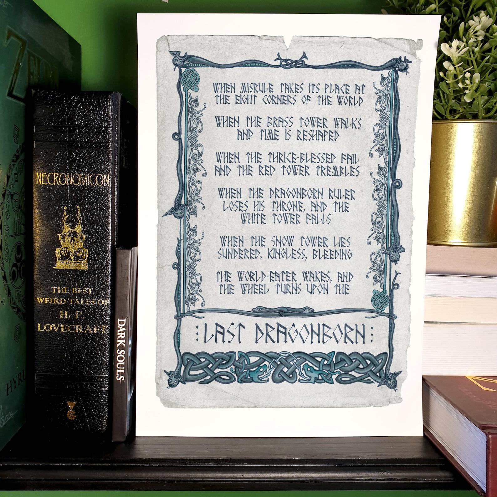 Skyrim Elder Scrolls Dragonborn Prophecy Calligraphy Art Print - Etsy