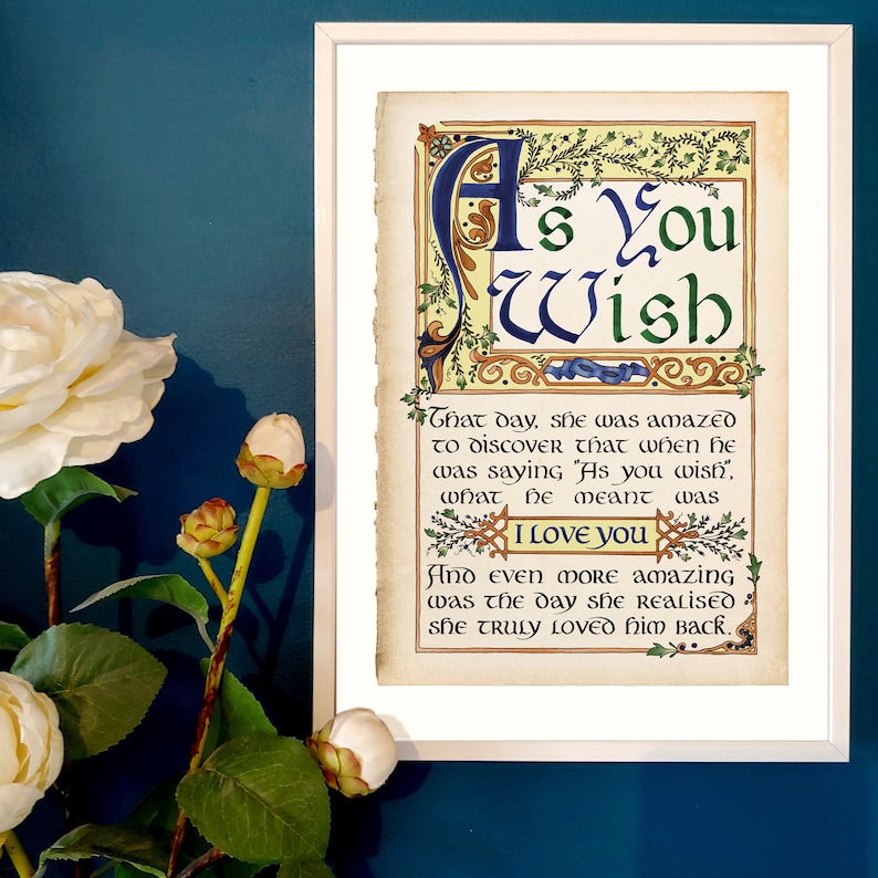 The Princess Bride as You Wish Quote Calligraphy Art Print - Etsy