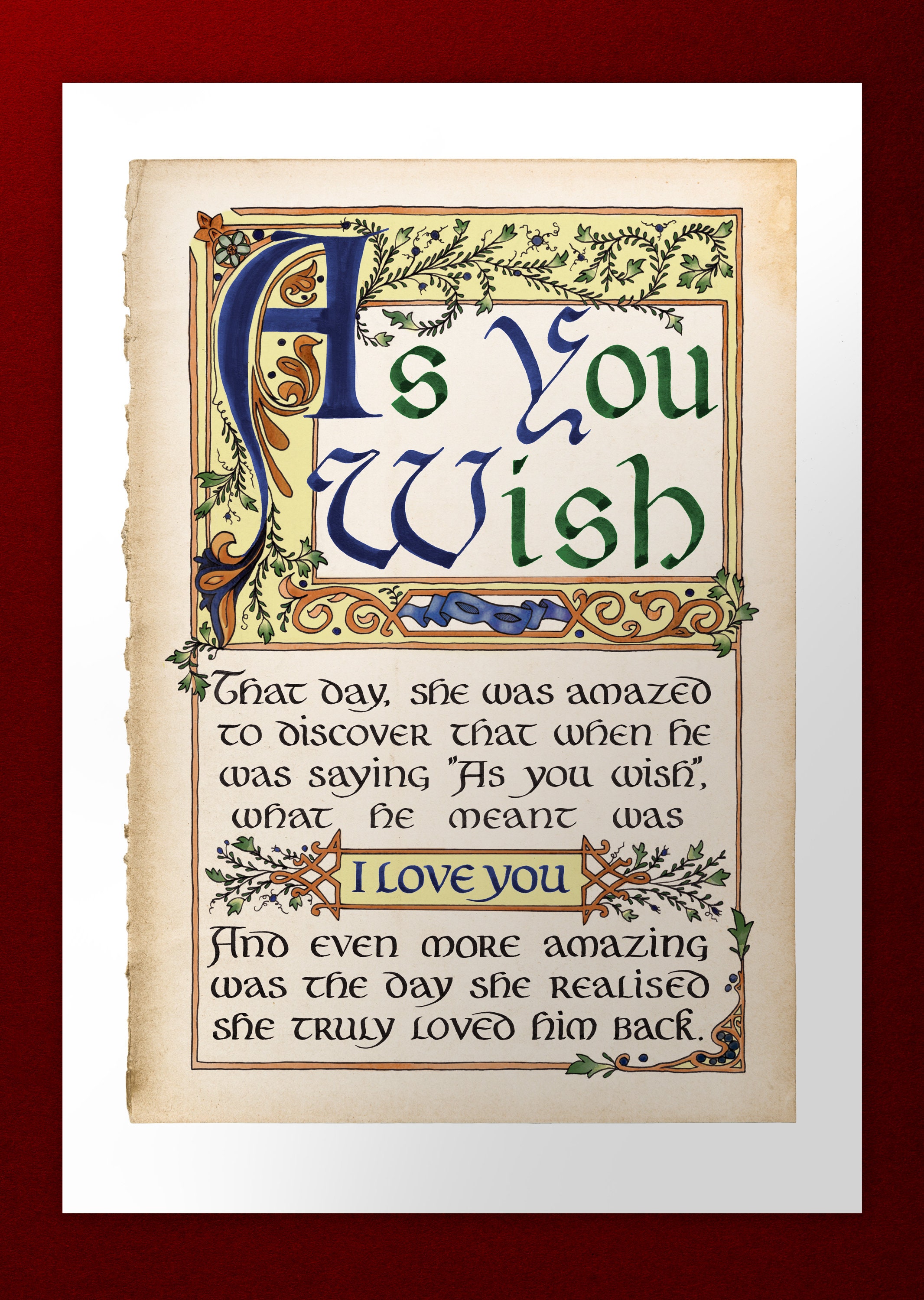 The Princess Bride as You Wish Quote Calligraphy Art Print - Etsy