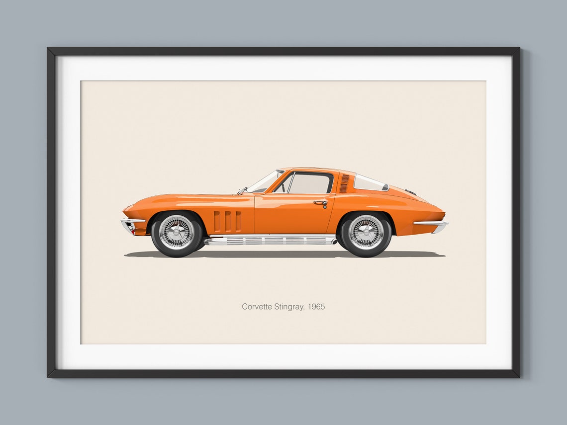 Chevrolet Corvette Car Posters Illustration Prints Wall Art - Etsy
