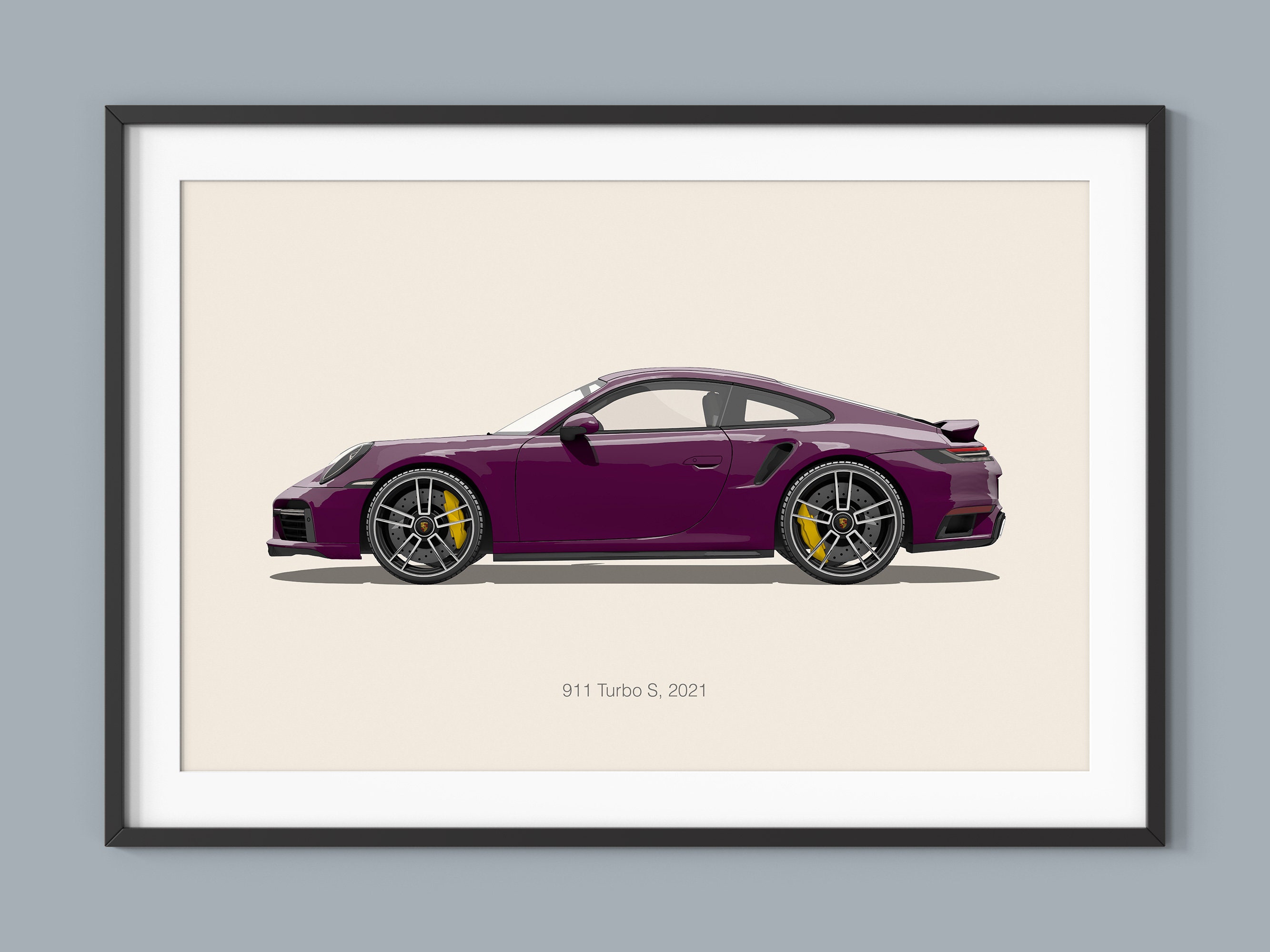 Porsche 911 Turbo S Car Posters Illustration Prints Wall Art for Kids ...