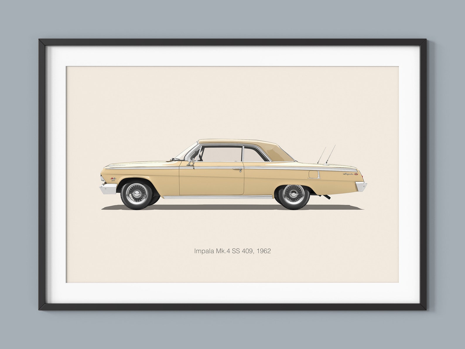 Chevrolet Impala Car Posters Illustration Prints Wall Art for Kids Boys ...