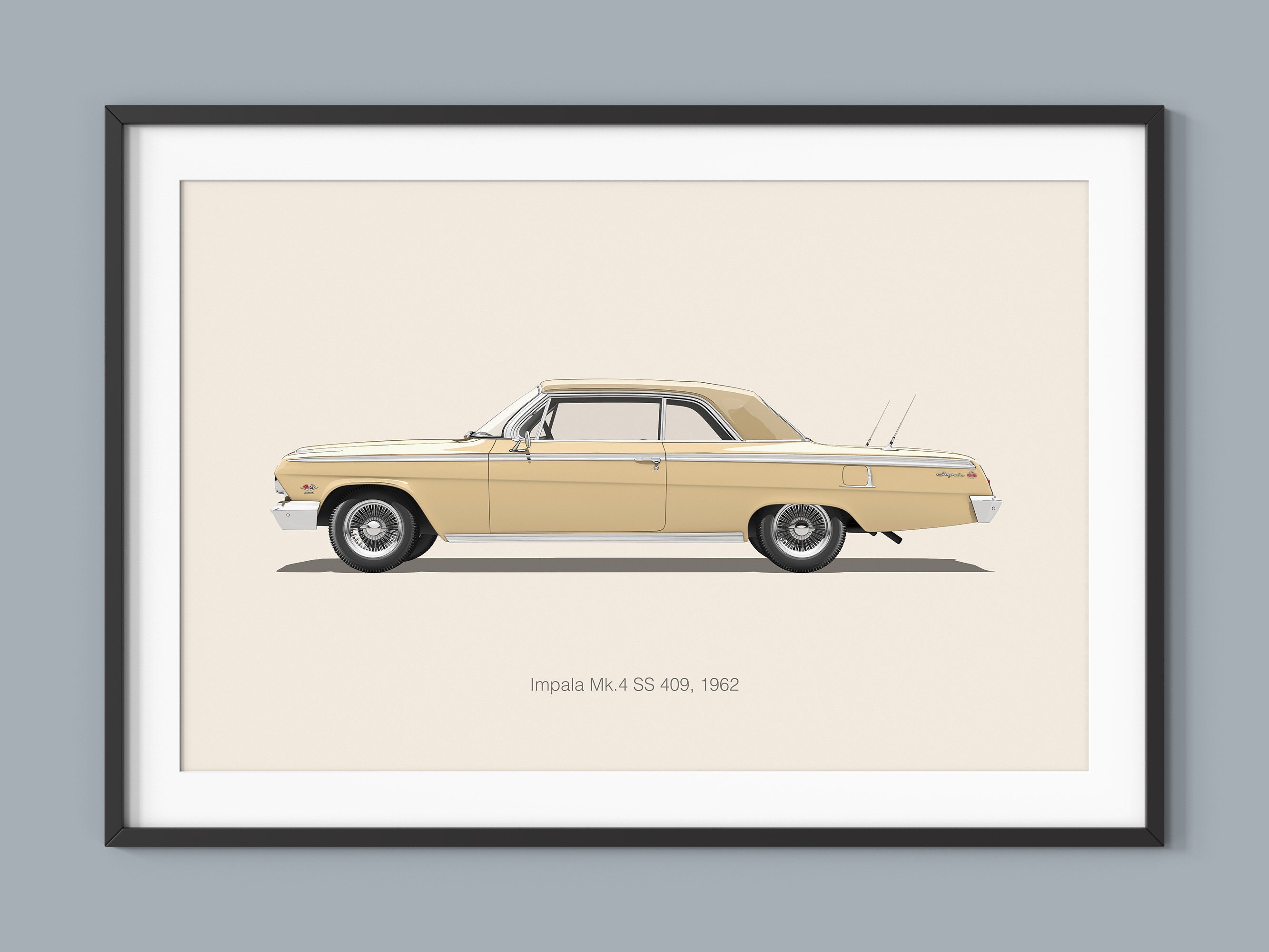 Chevrolet Impala Car Posters Illustration Prints Wall Art for Kids Boys ...