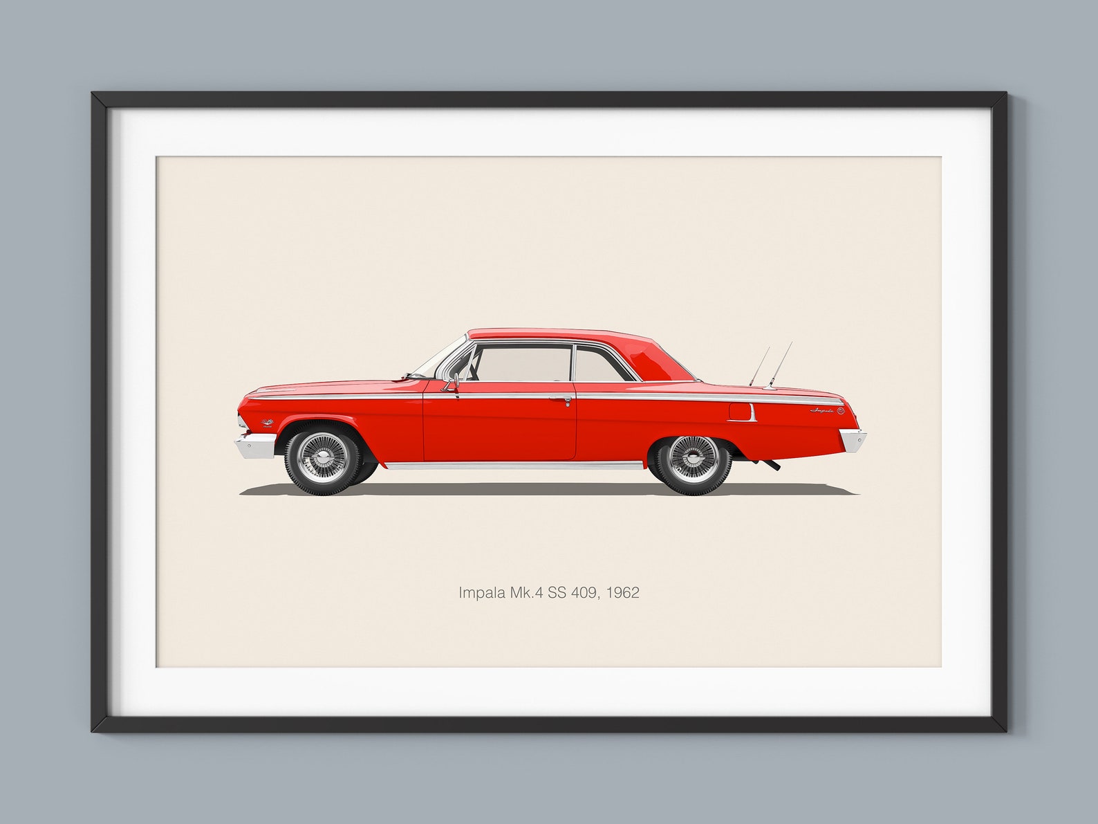 Chevrolet Impala Car Posters Illustration Prints Wall Art for Kids Boys ...