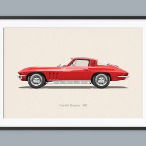 Chevrolet Corvette Car Posters Illustration Prints Wall Art - Etsy