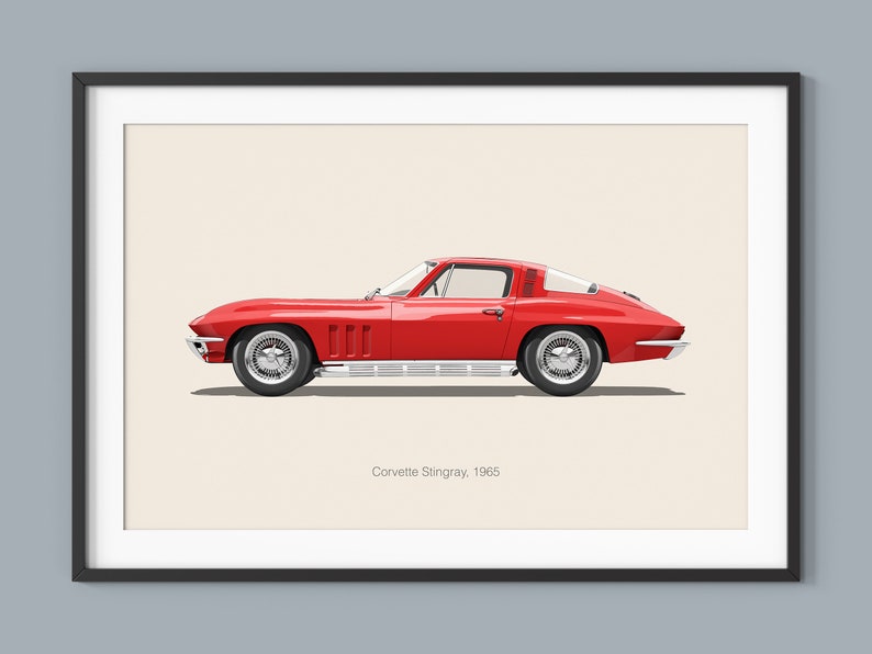 Chevrolet Corvette Car Posters Illustration Prints Wall Art - Etsy