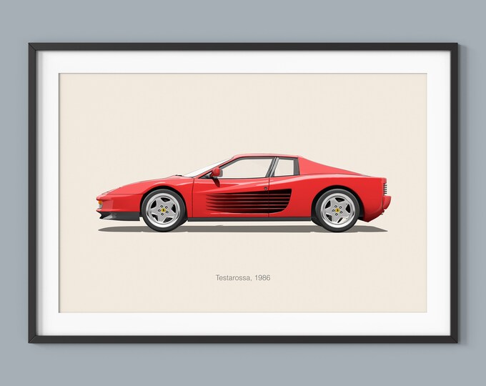 1987 Ferrari Testarossa in Black, Vintage, Beast Poster - Etsy