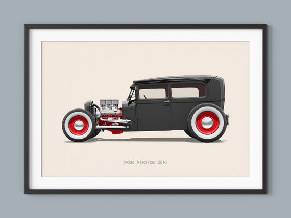 Ford Hot Rod Car Posters Illustration Prints Wall Art for Kids - Etsy