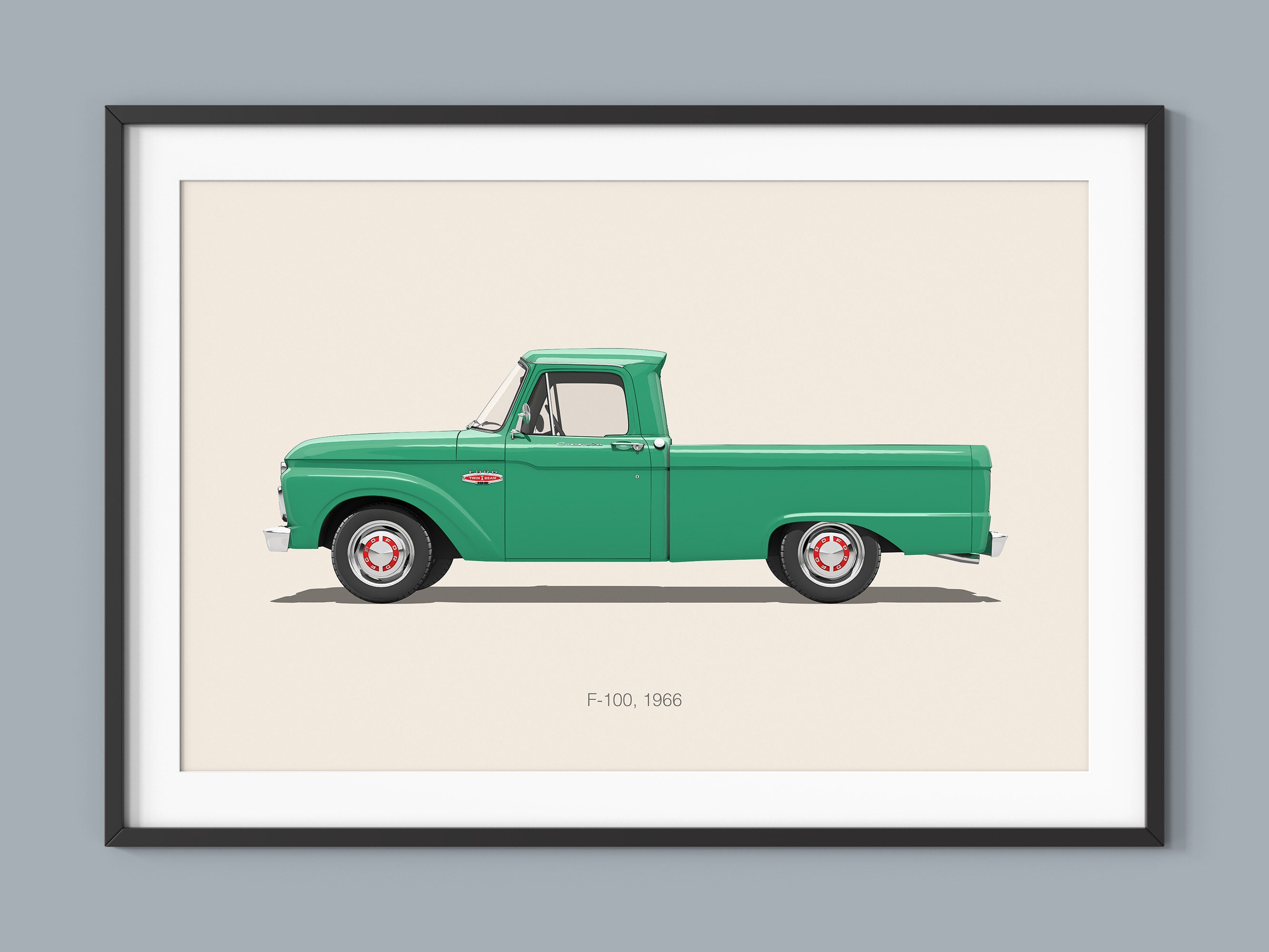 Ford F-100 Pickup Car Posters Illustration Prints Wall Art - Etsy