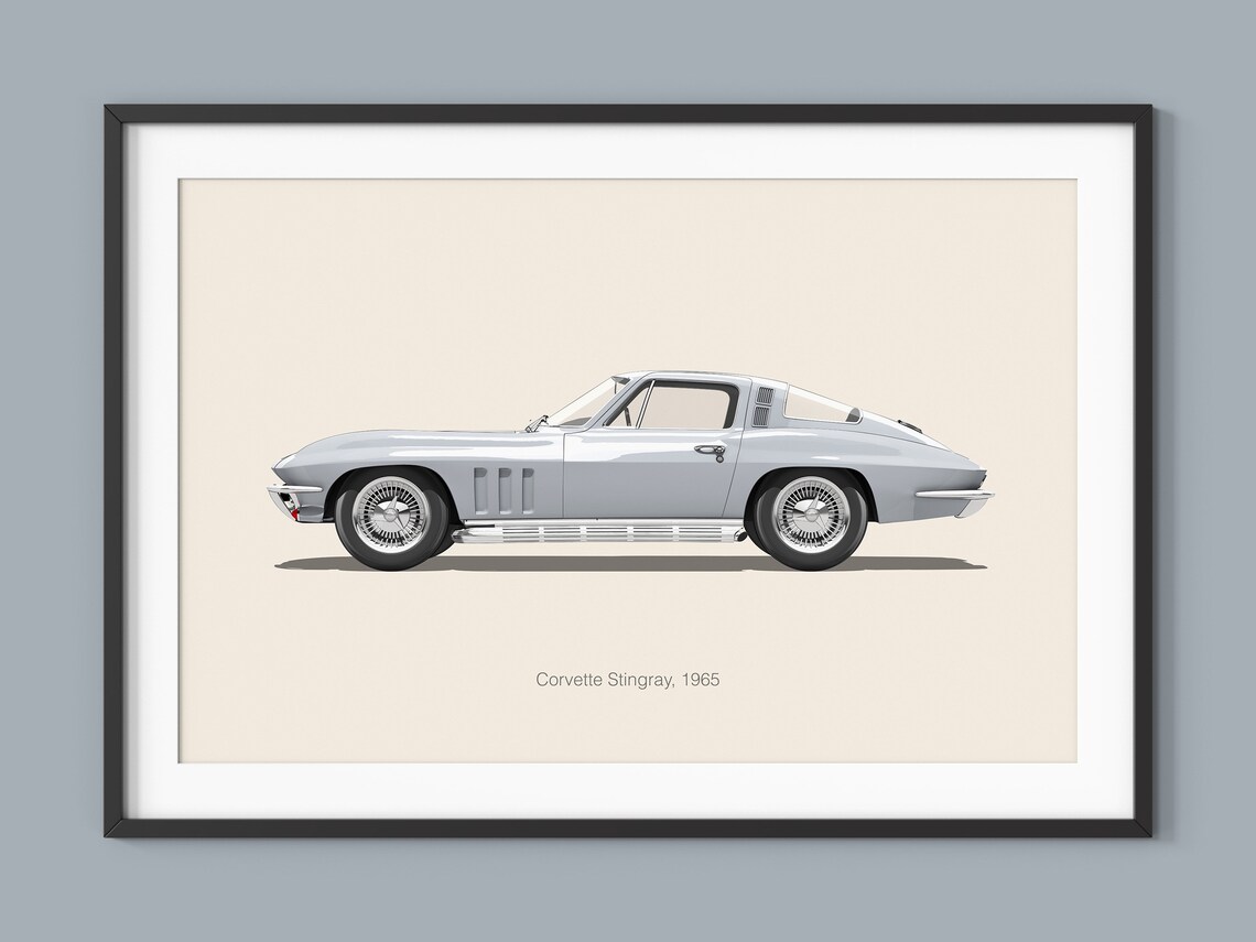 Chevrolet Corvette Car Posters Illustration Prints Wall Art - Etsy